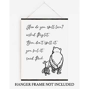 ‘Spell Love?’ Winnie the Pooh Quotes Wall Art | 8x10 UNFRAMED Black and White Minimalist Nursery Print | Pooh and Piglet Modern Home Decor