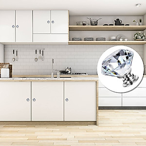 NORTHERN BROTHERS Cabinet Knobs - Crystal Dresser Knobs for Cabinets and Drawers 30mm- Diamond Glass Pulls Handles 10 Pack Silver