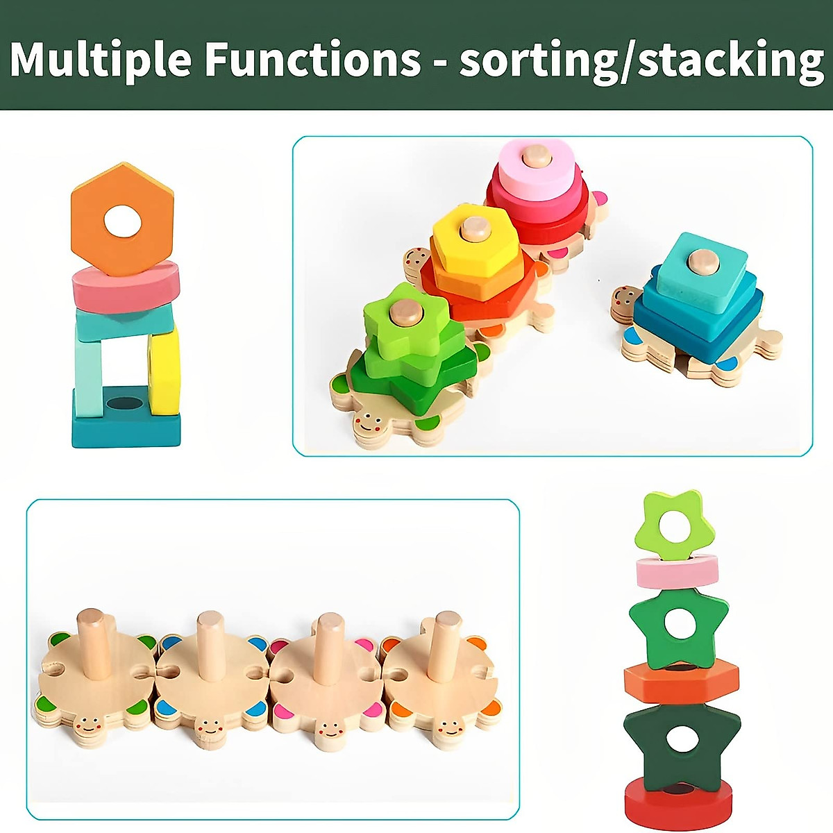 Montessori Toys for Babies 6-12 Months, Wooden Stacking Toys for Toddlers 1-3 Year Old, Toddler Learning Educational Toys 1 Year Old, Preschool Activities Gifts for Boys Girls Birthday Christmas