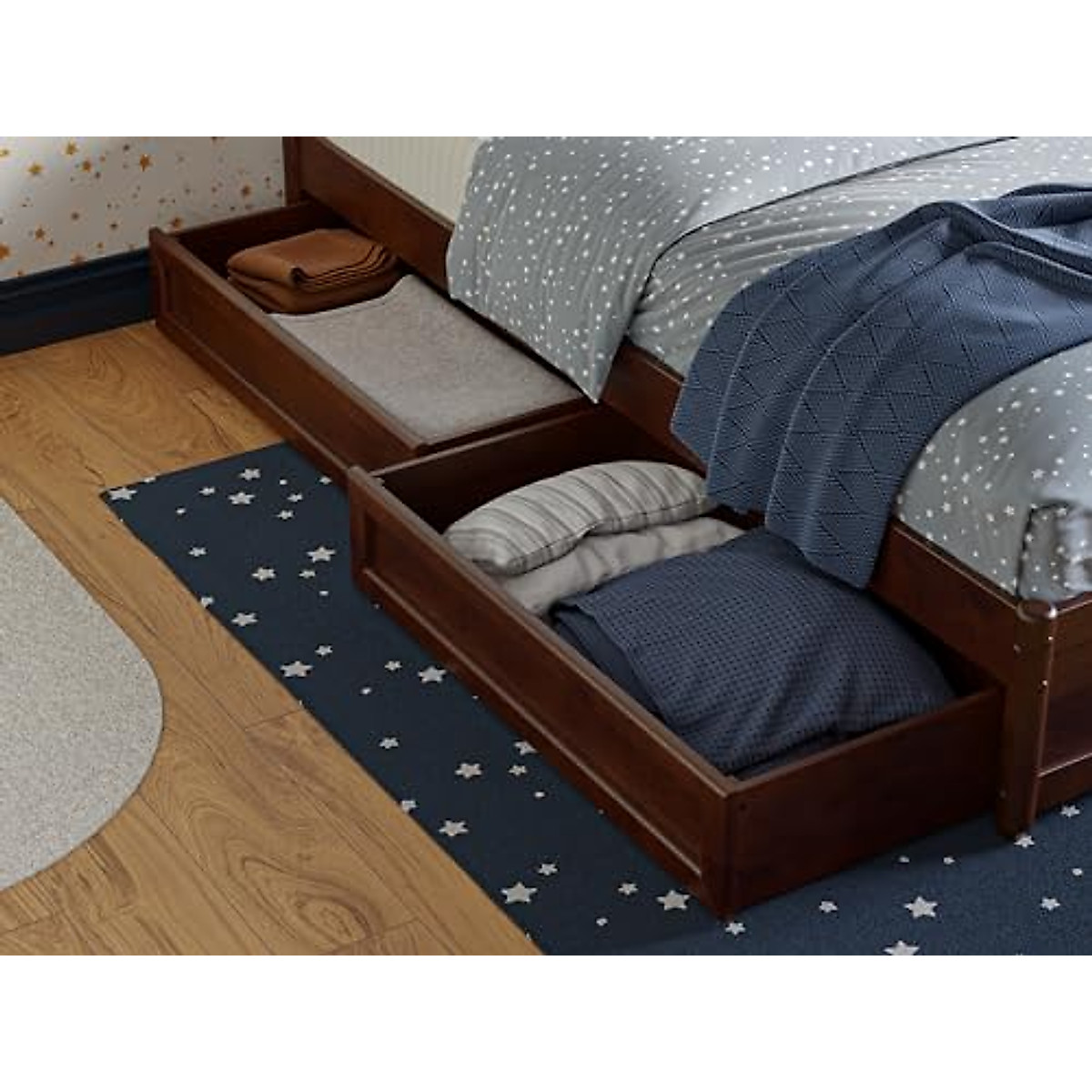 AFI, Barcelona Twin Panel Platform Bed with Storage Drawers, Walnut
