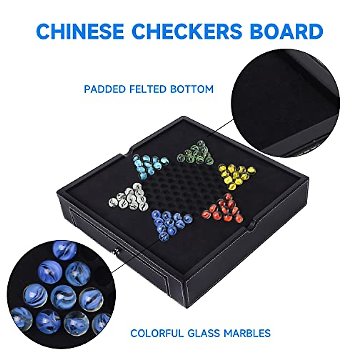 GSE 12.5" Premium Leather 4-in-1 Chess, Checkers, Backgammon and Chinese Checkers Board Game Combo Set. Board Strategy Game for Kids & Adults