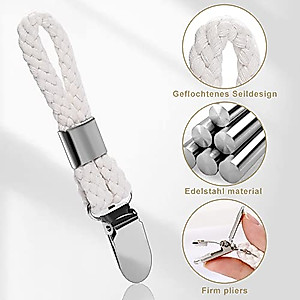 6 pcs Kitchen Towel Clips Woven Cotton Towel Clips with Metal Clamp, Tea Towel Hooks Loops Clips for Hanging, Beach Towel Pegs, Hand Towel Clip Hooks for Bathroom Kitchen