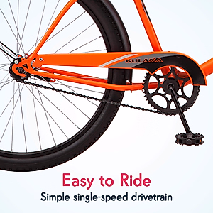 Kulana Lakona Shore Adult Beach Cruiser Bike, 26-Inch Wheels, Single Speed, Orange/Black