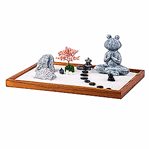 Zen Garden for Desk Jardin Zen Garden Kit Min Zen Garden Accessories Frog-Shaped 14 x 10 inch