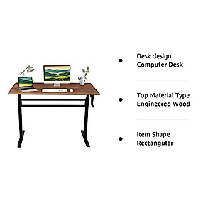 ERGO COMFY Manual Height Adjustable Standing Desk, 48 x 24 Inch Hand Crank Standing Desk with One-Piece Table Top, Sit Stand up Rising Desk, Home Office Computer Workstation, Walnut and Black