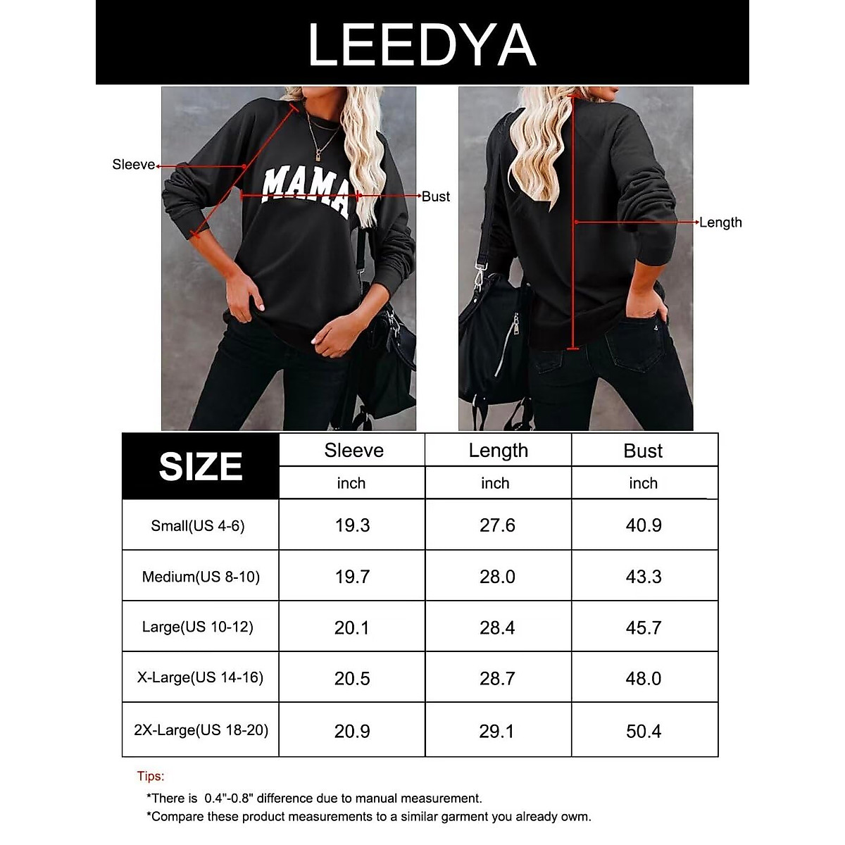 LEEDYA Women Cute Graphic Sweatshirts Crewneck Mama Shirts Long Sleeve Loose Fit Pullover Apricot Medium