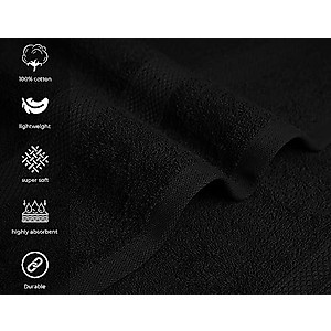 Avalon Towels Bath Towels for Bathroom 100% Cotton Black Bathroom Towels Pack of 6 (22x44 inches) - Quick Drying Bath Towels Set Small, Light Weight & Absorbent Perfect Gym & Pool Towel Set