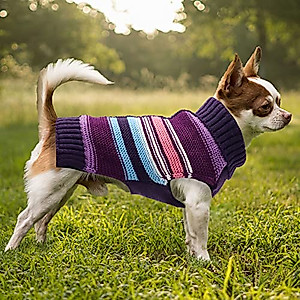 AXIIJGL Dog Sweater Pet Cat Winter Knitwear Warm Clothes Striped Dog Hoodie Sweatshirt for Small Medium Dogs(XL)