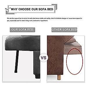 Oprisen Sleeper Chair Bed 3-in-1 Convertible Chair Bed Pull Out Sofa Bed w/Adjustable Backrest Tufted Fabric Chaise Lounge Sofa Bed Couch for Small Space w/Side Pockets (Fabric-Gray)