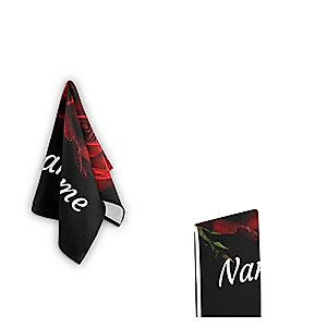 Red Rose Flower Close Up Custom Towels Set of 2 Hand Towel Personalized Name Face Towel Soft Dish Towels for Gym Bath Kitchen Decor 28x14 Inches