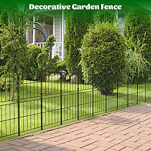 PINPON Decorative Garden Fence 10 Panels 37.5in (H) x 10.4ft (L) Border Animal Barrier, Rustproof Metal Wire Landscape Wire Edge Flower Bed Fencing for Patio Yard Outdoor Decor, Arched