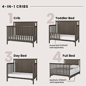 Child Craft Cottage Flat Top Crib, Dresser and Topper Nursery Set, 3-Piece, Includes 4-in-1 Convertible Crib, Dresser and Topper, Grows with Your Baby (Dapper Gray)