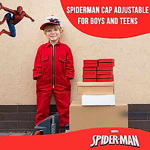 Marvel Spiderman Baseball Cap for Boys, Boys Hat and Fitted Cap, Flatbrim Baseball Spiderman Hat in Red Design