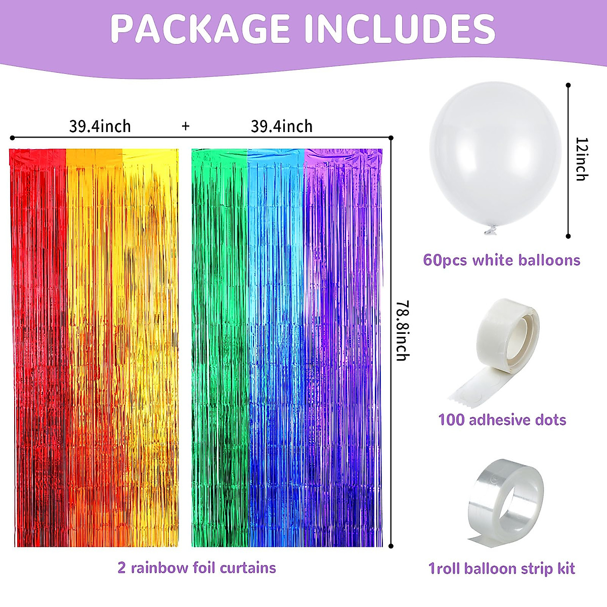 Rainbow Party Backdrop Balloon Arch Kit Decorations Rainbow Cloud Birthday Photo Props Booth Backdrops Rainbow Balloon Garland Fringe Curtains for Wedding Baby Shower Decor Photography Supplies