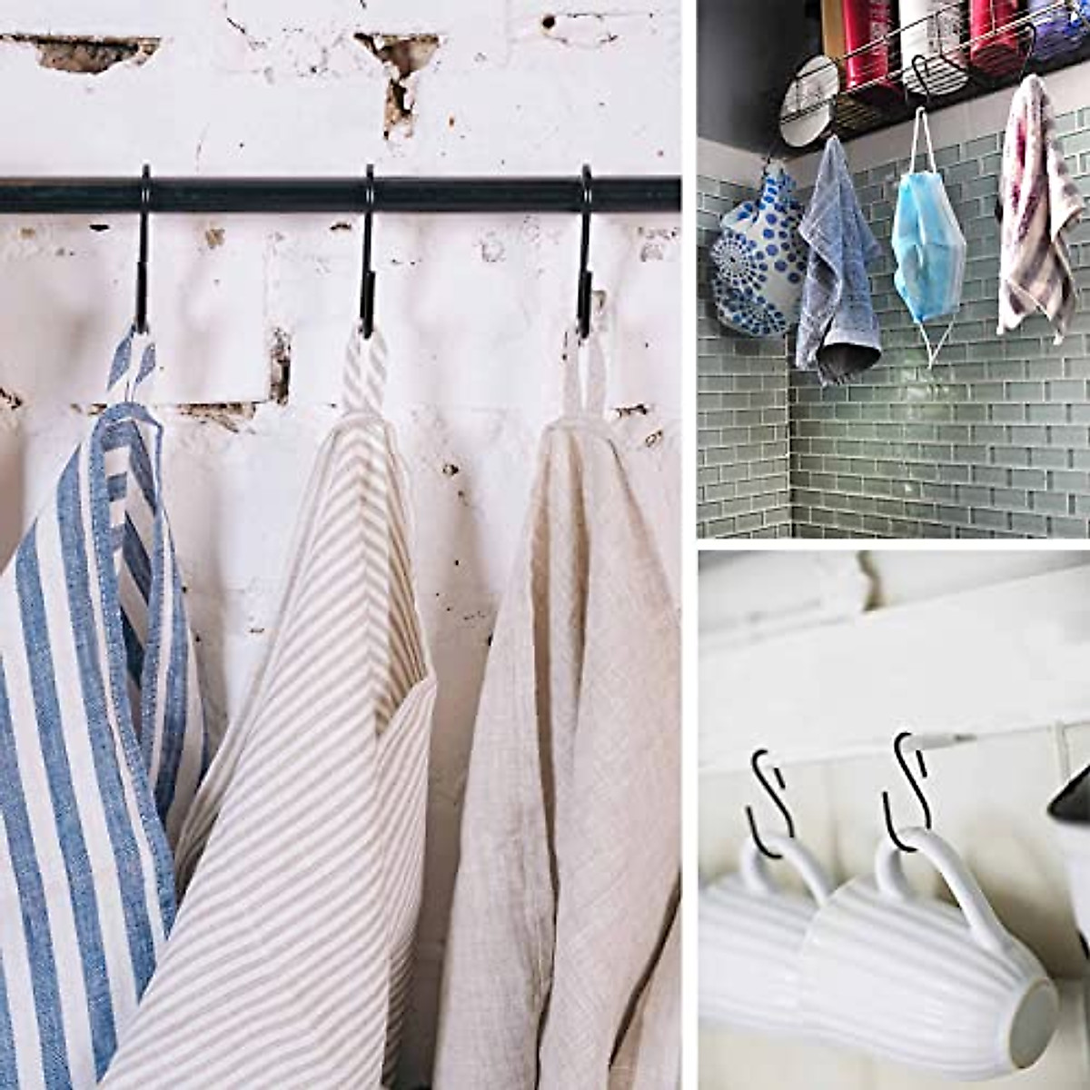 Yikla S Hooks for Hanging Plants, Clothes, Black S Shaped Hooks Made of Metal Iron, Heavy Duty S-Hooks, 30 Pack