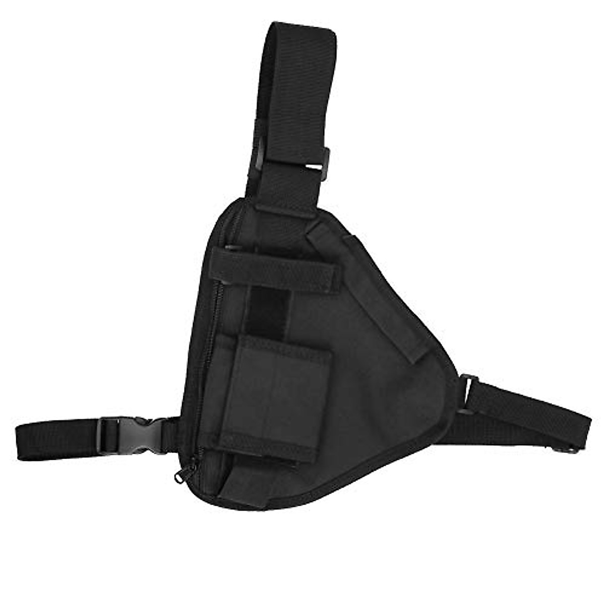 Zerone Walkie Talkie Bag, 10.2 x 6.69 inches Walkie Talkie Portable Vest Chest Bag Pouch Black with Adjustable Strap for Hunting Sports, Production Workshops, Construction Sites