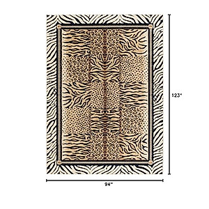 Savannah Contemporary Animal Beige Rectangle Area Rug, 8' x 10'