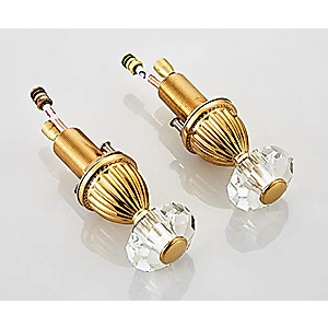 YUELIFE Bathroom Sink Faucet 3 Hole Deck Mounted Widespread Brass Bathroom Faucet Crystal Handle Mixer Tap,Gold(Ti-PVD)