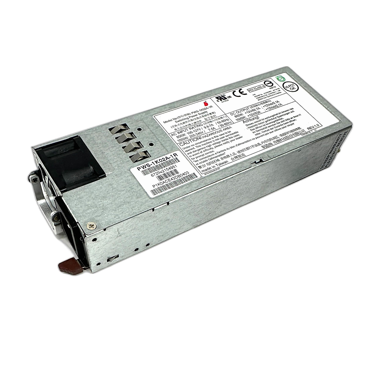 Supermicro PWS-1K02A-1R 1U 1000W Redundant Power Supply 73.5mm width Titanium Level,RoHS/REACH