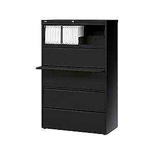 STAPLES 21754D Hl8000 Commercial 5-Drawer Lateral File Cabinet, Locking, Letter/Legal, Black, 36-W