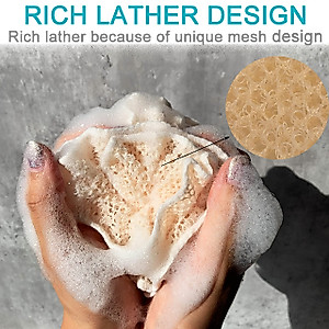 Super Exfoliating Home Spa Weave Loofah Shower Sponge Pouf Mesh Brush - Bath Spa Puff Scrubber Ball - Face Body Poof - Rich Foams Bubble（4.7" Each） Pack of 4