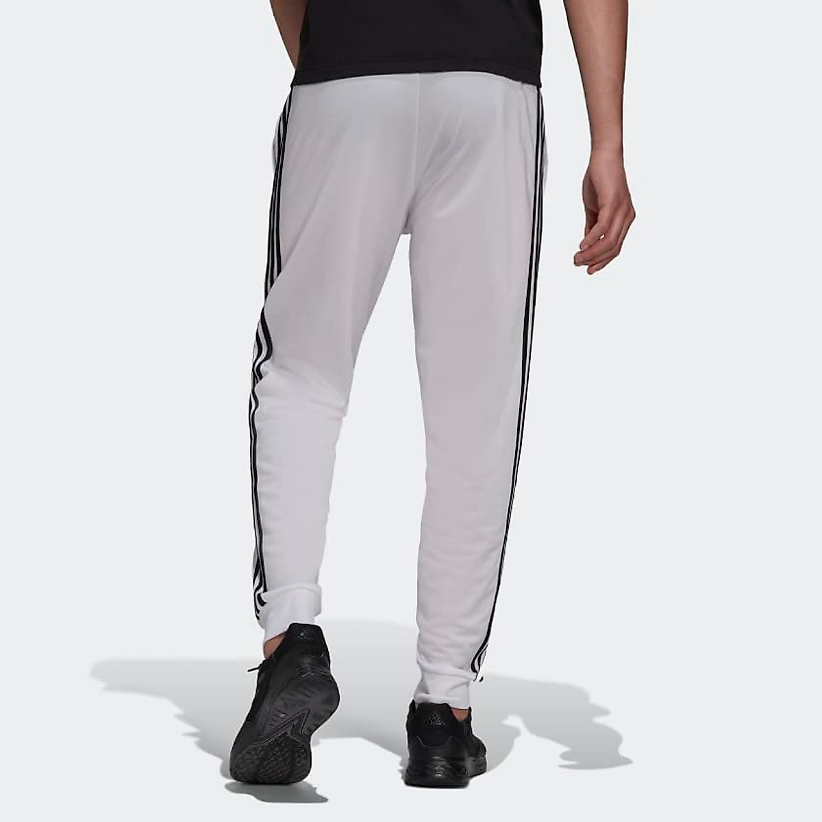 adidas Men's Essentials Warm-Up Slim Tapered 3-Stripes Tracksuit Bottoms, White/Black, 3X-Large