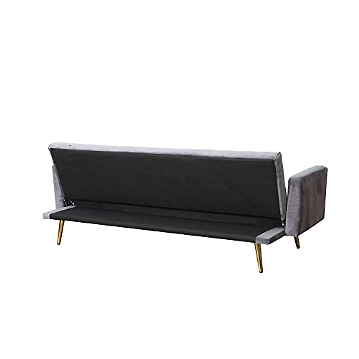 Kingway SF-6005 Convertible Futon, Velvet Couch Sofabed, L76,W37.8,H22.8, Gray Sleeper