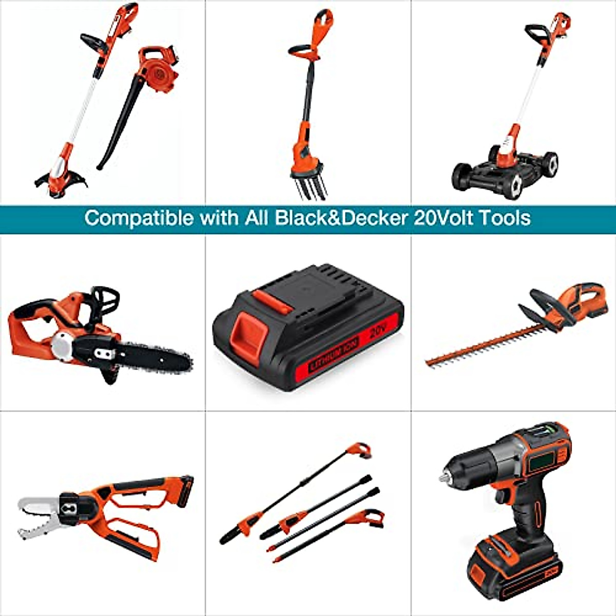 ORHFS LBXR20 20V 3.0Ah Replacement for Black and Decker 20V Lithium Battery Max LB20 LBX20 LBXR20-OPE LBXR2020-OPE LB2X4020-OPE LBXR20B-2 LST220 LST300 Cordless Power Tool 1 Pack