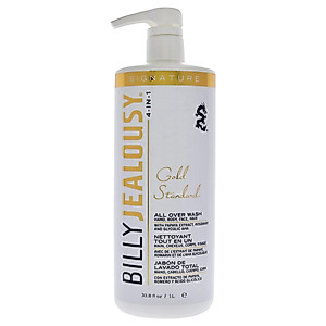 Billy Jealousy Gold Standard 4-in-1 All Over Wash - Hand, Body, Face and Hair Cleansing, Soothing and Moisturizing Wash, Papaya, Mint, Rosemary, Cucumber, 33.8 fl. oz.