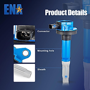 ENA Set of 8 Blue Ignition Coil Pack 2011 2012 2013 2014 2015 2016 Compatible with Ford F150 Mustang Lobo F-150 V8 5.0L Coils 5.0 Replacement for C1802 UF622 DG542 BR3Z12029A 5C1859