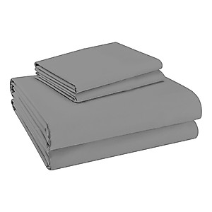 Hotel Luxury Bed Sheets, 400TC Twin Soft Silver Sheet Set, 100% Cotton Bed Sheets, Back to School College Essentials, Skin Friendly Bedding Set with Deep Pocket, Percale Cooling Sheets