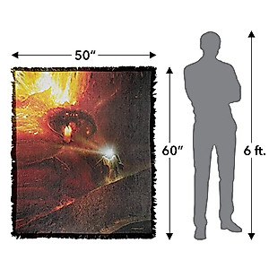 LOGOVISION The Lord of The Rings Blanket, 50"x60" Gandalf Against Balrog Woven Tapestry Cotton Blend Fringed Throw Blanket
