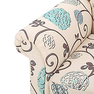 Christopher Knight Home Greggory Floral Fabric Tufted Chair, White / Blue