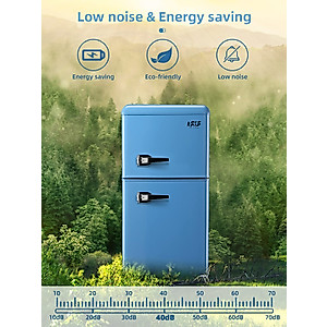 KRIB BLING Compact Refrigerators with Freezer on Top, Mini Fridge with 7- Level Adjustable Thermostat, Small Refrigerator for Apartment, Office, Camping, Blue