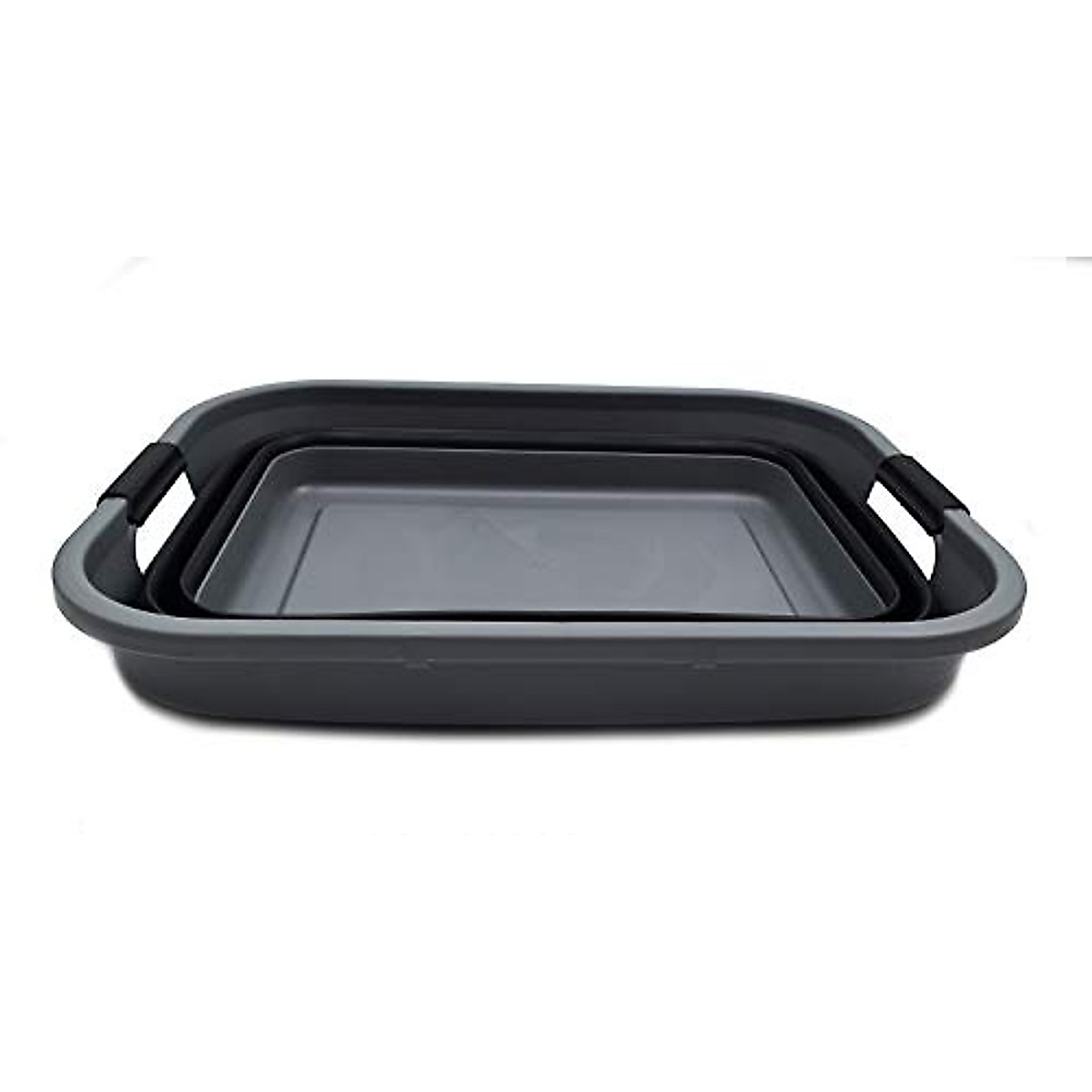 SAMMART 41L (10.8 gallon) Collapsible Plastic Laundry Basket - Foldable Pop Up Storage Container/Organizer - Portable Washing Tub - Space Saving Hamper/Basket, (Rectangular, Grey/Black)