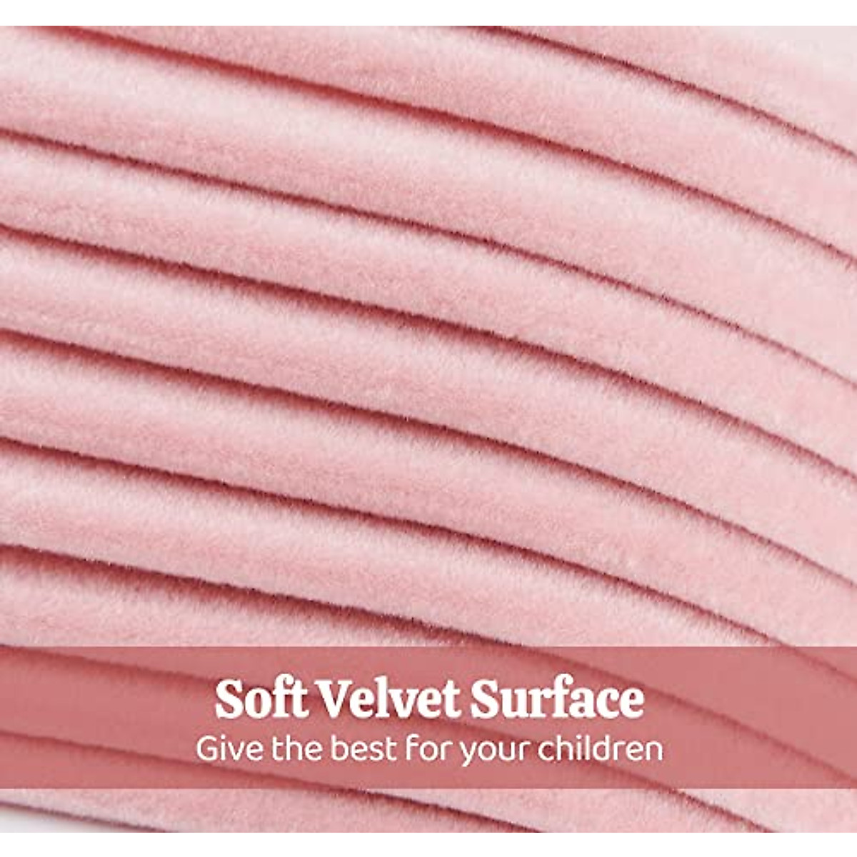 HOUÍSM Baby Hangers Pink Velvet, 60Pack Non-Slip Kids Clothes Hangers+ 10 Finger Clips + 8 Baby Closet Dividers, Space Saving Cascading Hangers for Nursery Closet Organization