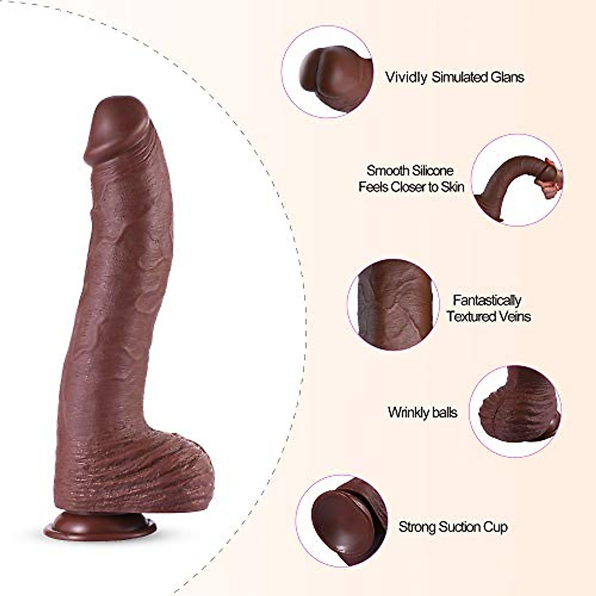Realistic Dildo,12.2 Inch Huge Dildo with Strong Suction Cup Big Dildo