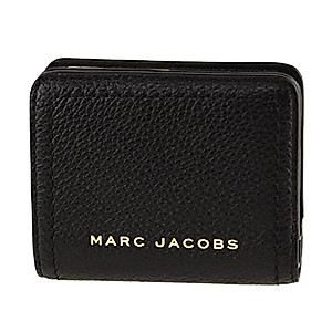Marc Jacobs S101L01SP21 Black With Gold Hardware Top Stitched Compact Zip Women's Leather Wallet