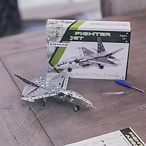 MALUVRIAN Erector Set Fighter Jet for Boys - Girls | Metal Model Airplane Kit for Adults Teens and Advanced Kids | Stem Toy | Educational and Engineering | 158 pcs