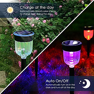 YoungPower Solar Pathway Lights, LED Solar Light Outdoor Color Changing Solar Garden Lights Waterproof Auto On/Off Multi Color Sun Powered Landscape Lighting for Garden Walkway, 8P