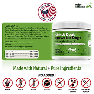 Deley Naturals Dog Allergy Chews - Omega 3 Fish Oil for Dogs with DHA & EPA, Biotin, Collagen, Vitamins C, E, & Zinc, Supports Shiny Coat - Dog Itching Relief Salmon Flavor - Dry Skin Relief for Dogs
