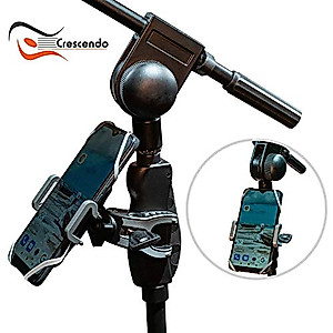 Crescendo CR-30 SlimClip Mic Stand Phone Holder, iPhone Clamp Mount, Pole Phone Mount, Microphone, Music, or Drum Stand - for iPhone, Samsung Galaxy or Note, Pixel, Any Smartphone