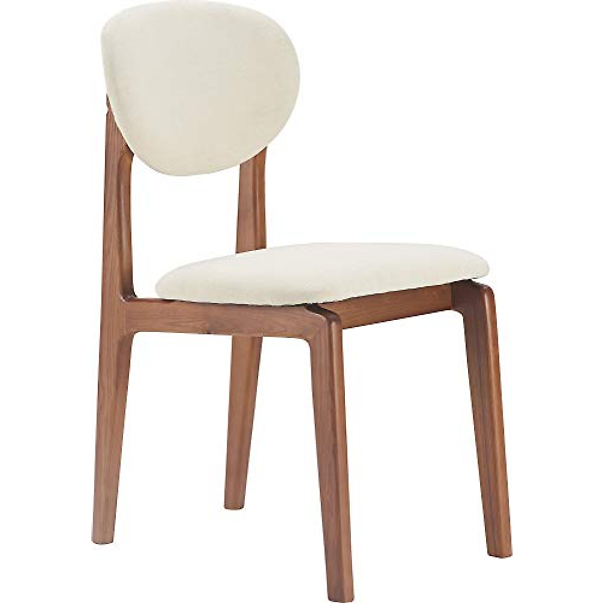 Elle Decor Coralie Mid-Century Modern Upholstered Dining Chair, Walnut-Stained Wood and Tapered Legs, Buttercream