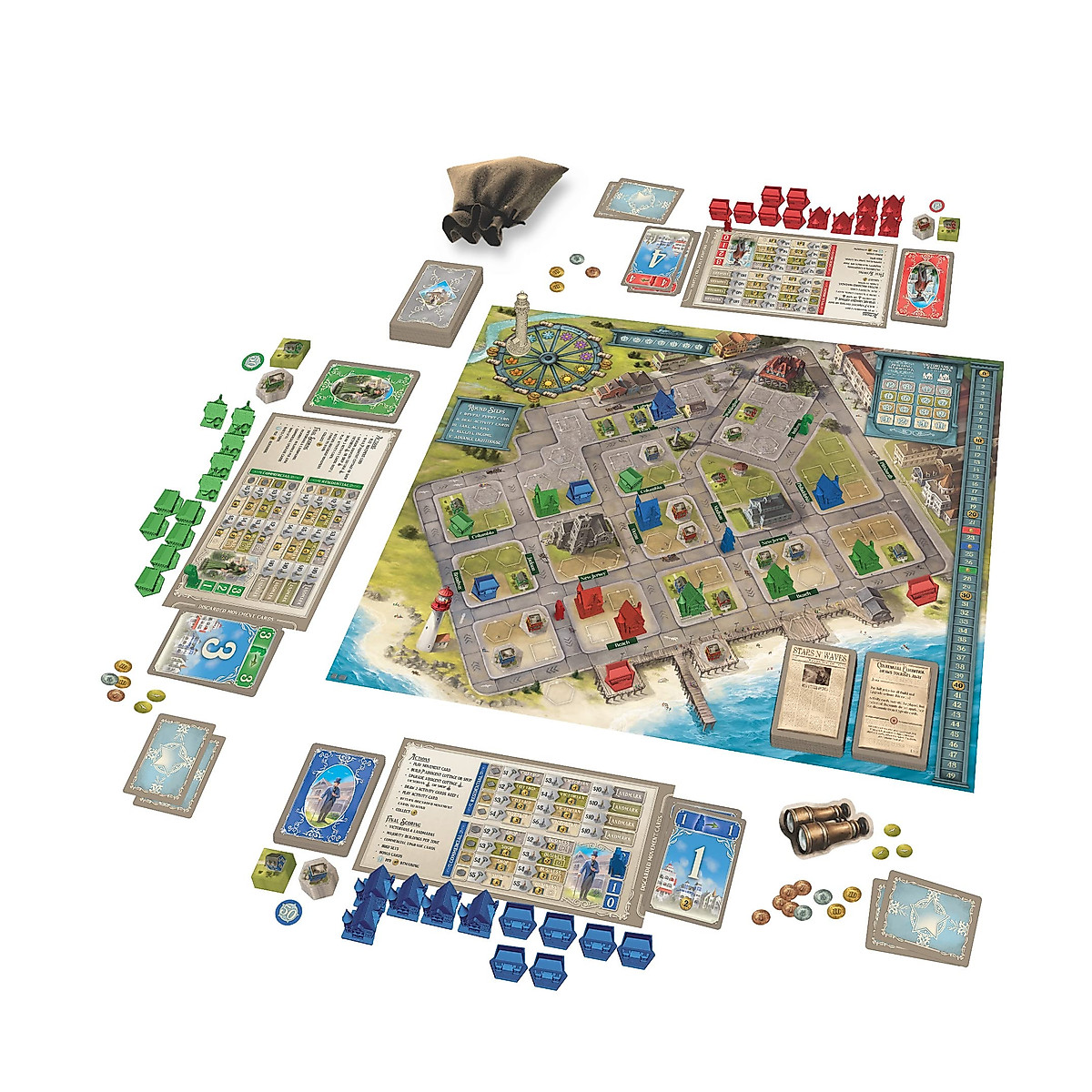 Thunderworks Games - Cape May | Seaside Resort City Building Board Game | Strategy Resource Management and Set Collection | Thematic Board Game | Ages 14+ | Family Game for 1-4 Players |60-120 Minutes