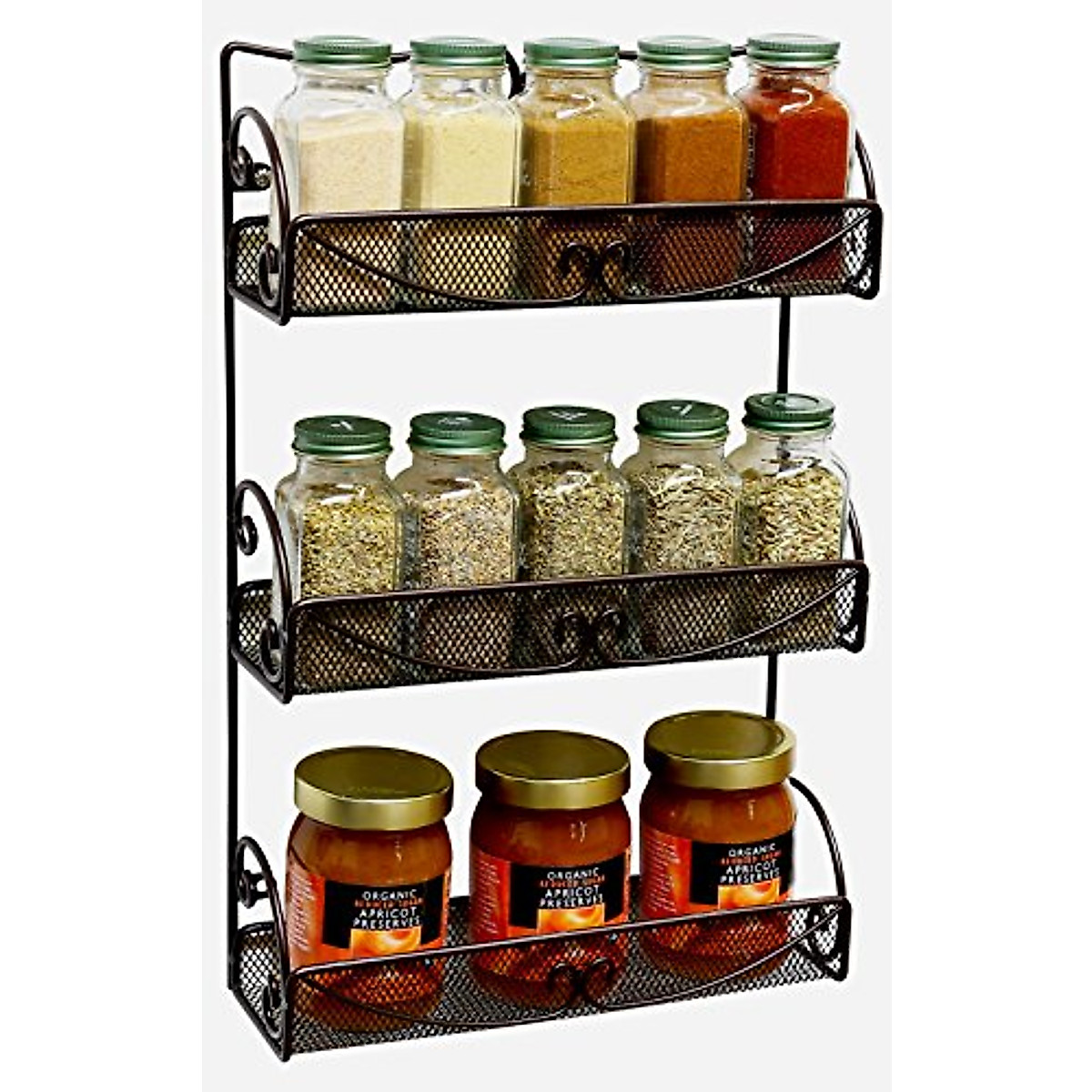 DecoBros 3 Tier Wall Mounted Spice Rack, Bronze