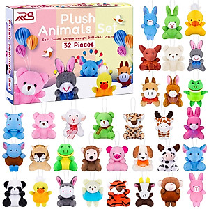 Ruisita 32 Pack Mini Plush Animals Toys Set, Jungle Animal Plush Toys Stuffed Animals Set for Easter Hunts, Basket Stuffers, Easter Party Favor, Goodie Bag Fillers