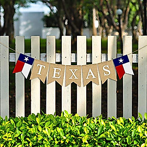Jute Burlap Texas Lone Star State Flag Banner for Garden Fence,Fireplace Mantel Decoration