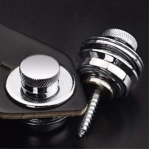 Miwayer Guitar Strap Locks Flat Round Head Heavy Duty Metal Button Security Straplock, Dual Design Strap Retainer System 2PCS with 2 Rubber Block for Electric Acoustic Guitar,ukulele