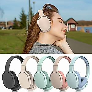 atinetok Bluetooth 5.1 Hi-Fi Soft Earmuffs Stereo Noise Cancelling Headphones - Foldable Over-Ear Lightweight Wireless Built-in Mic Surround Sound Bass Headset for Travel Home Sports Office