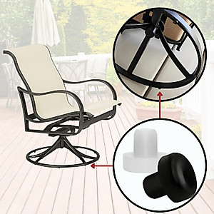 Project Patio Swivel Rocker Chair 1/2" Nylon Stem Bumper Outdoor Furniture Floor Protector Feet - 25 Pack - Black